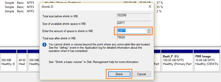 How To Shrink A Volume Or Partition In Windows 10 | Disk Partitioning ...