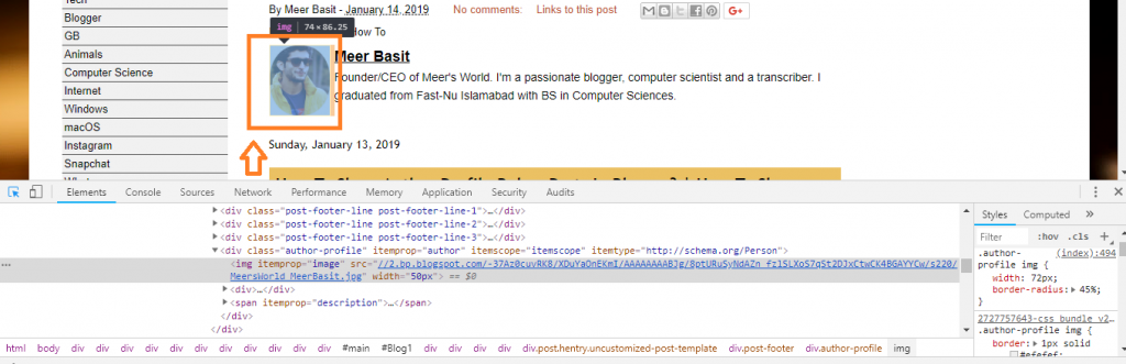 How To Increase/Change Author's Thumbnail Size In Blogger