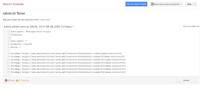 How To Add & Test Custom Robots Txt On Blogger | Blogger SEO - Meer's World