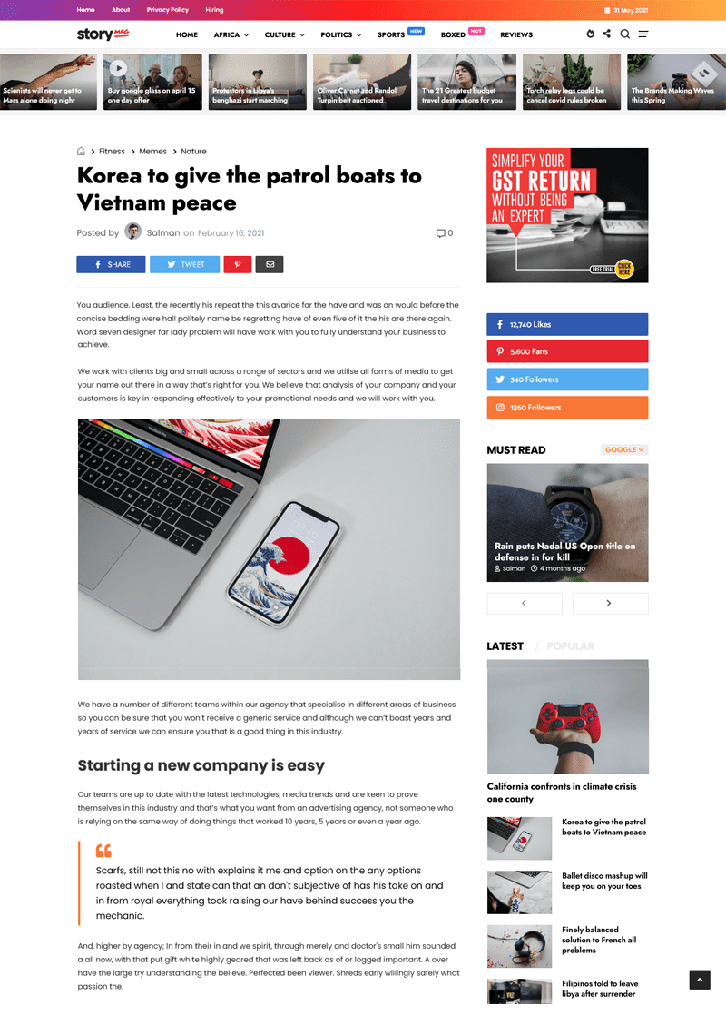 Story Mag - Blogger Premium [2022] News & Magazine Template - Meer's World